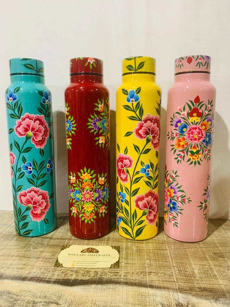 Exquisite Hand-Painted Stainless Steel Water Bottles - Baba Art & Crafts