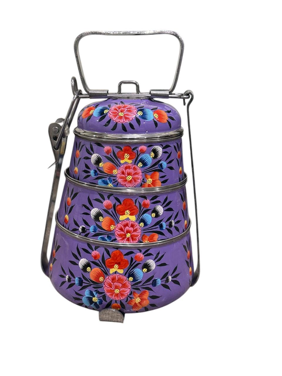 Hand-Painted Enamelware Lunch Boxes | Stainless Steel Tiffin Boxes
